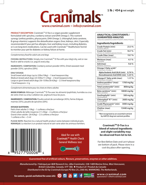 Cranimals Best Multivitamin for Dogs and Cats - DHA Omega 3 & spirulina ...